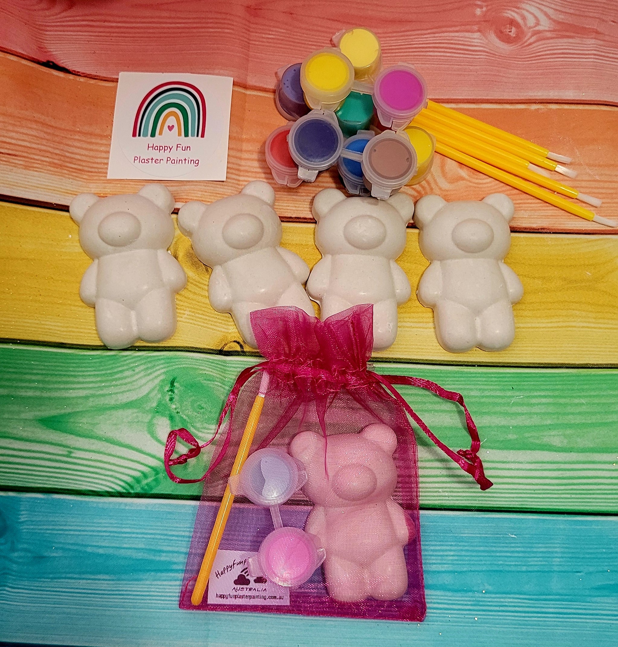 Mini Teddy bear animals Plaster Painting party favours gifts birthday ...